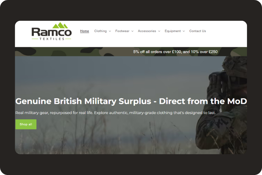 Ramco launch online shop selling military textiles surplus
